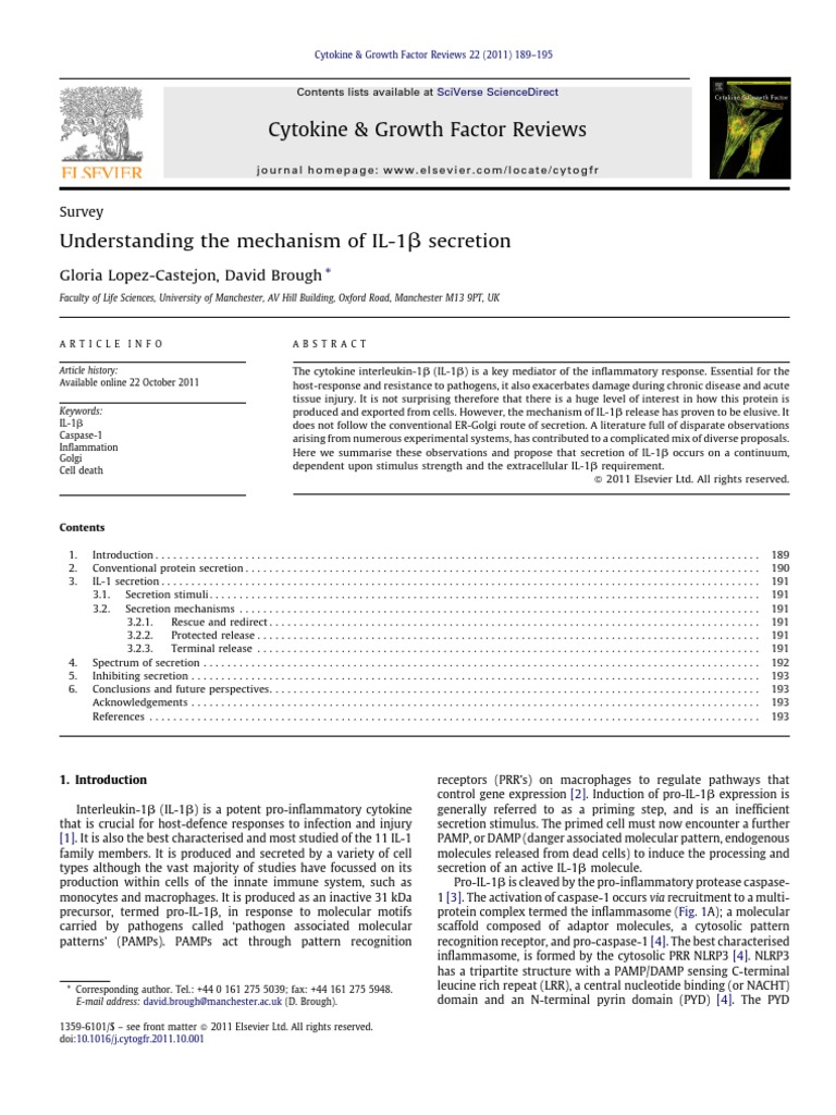 Cytokine & Growth Factor Reviews: Gloria Lopez-Castejon, David Brough ...