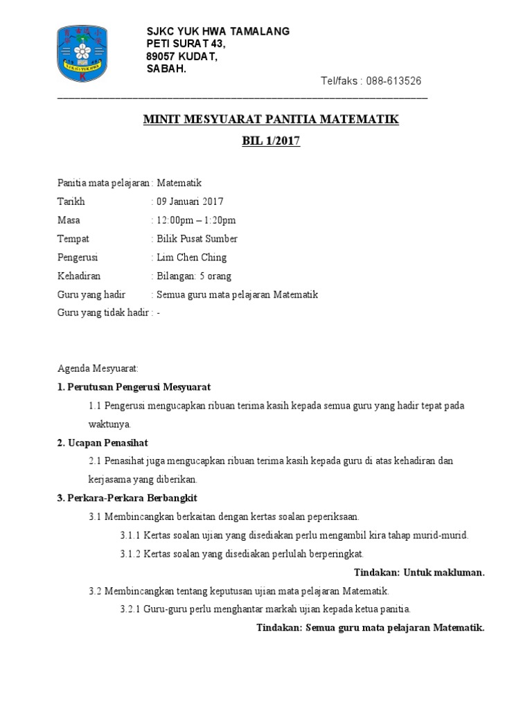 Minit Mesyuarat m3 1 | PDF