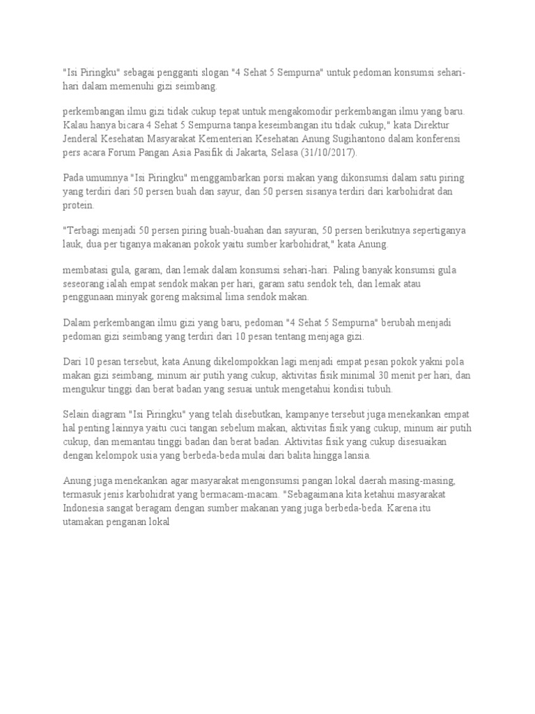 Materi Isi Piringku | PDF