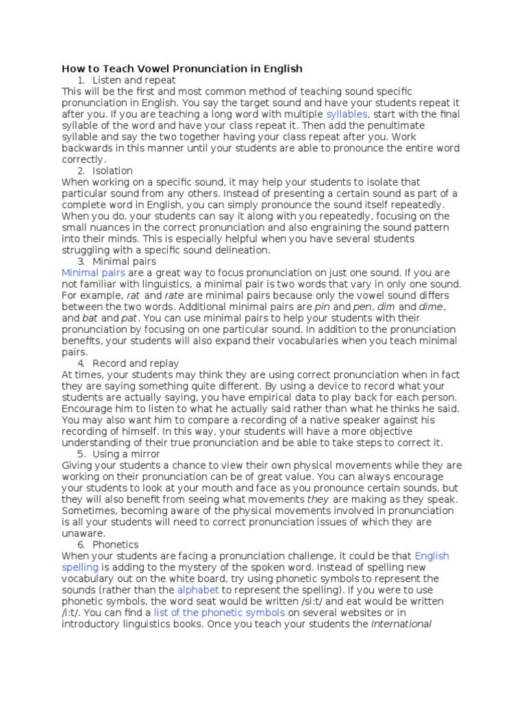 Teach English Vowels with 10 Methods | PDF | English Language | Phonetics