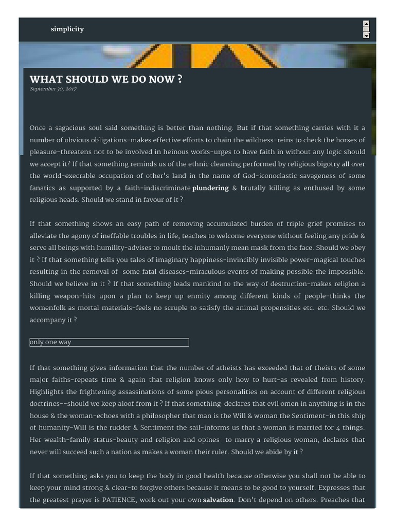 What Should We Do Now | PDF | Religious Belief And Doctrine | Religion ...