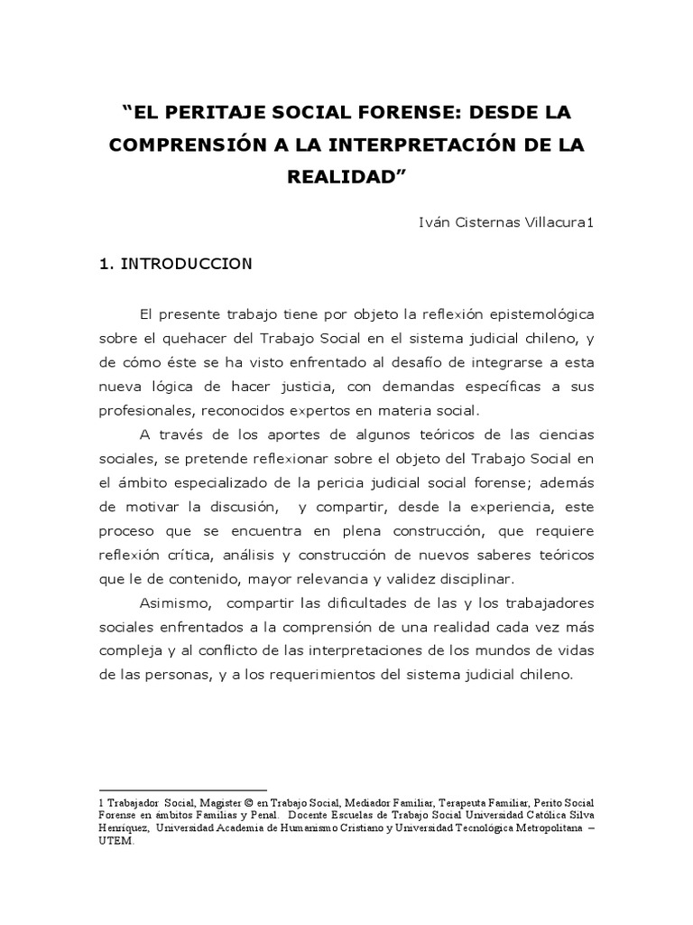 Documento de Peritaje Pericial PDF | PDF | Hermenéutica | Trabajo Social