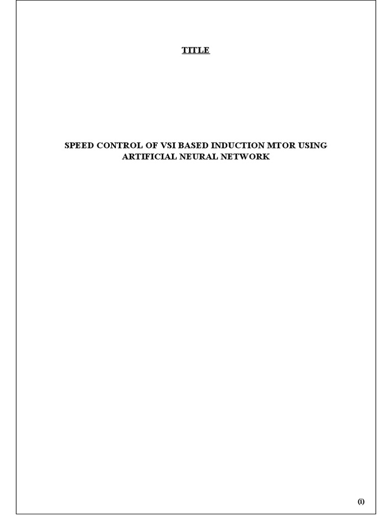 Speed Control Of Vsi Based Induction Motor Using Ann Pdf Power Inverter Electric Motor