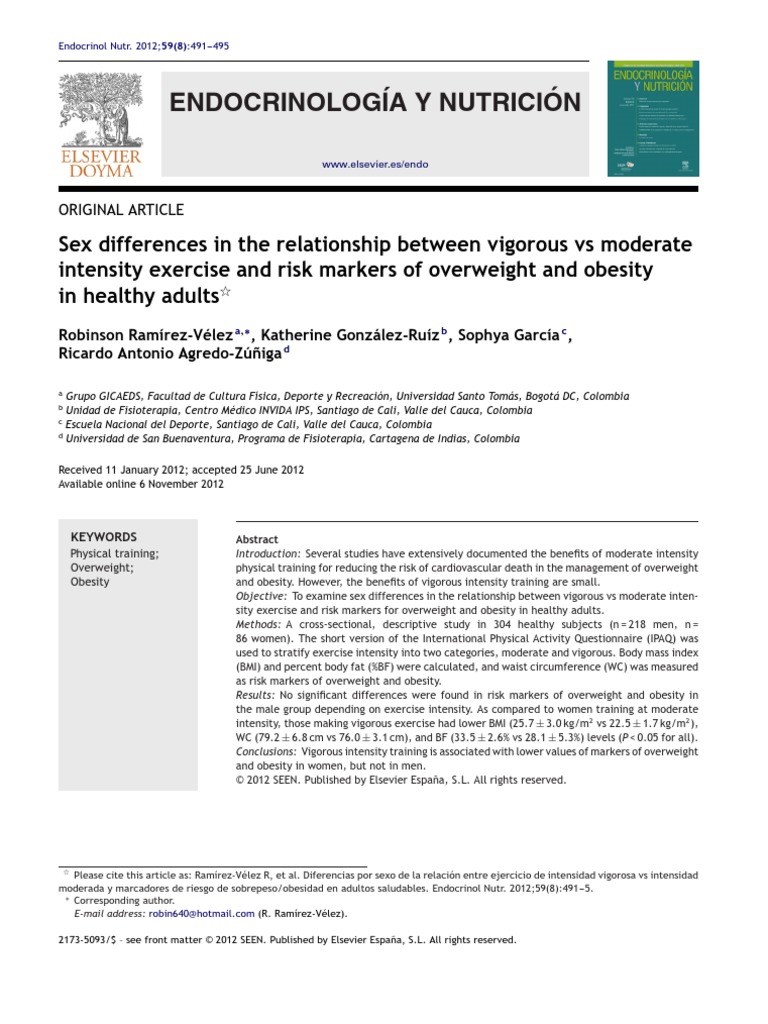 Relationship Between Vigorous Vs Moderate Intensity Exercise and Risk ...