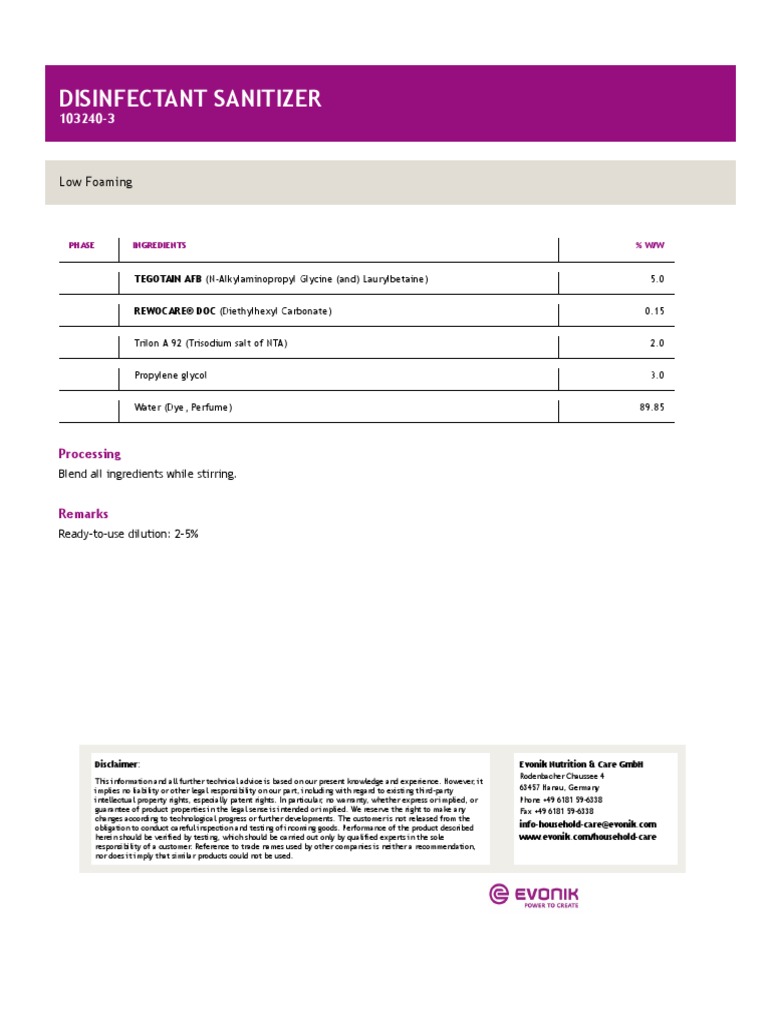 Disinfectant Sanitizer | PDF | Disinfectant | Business