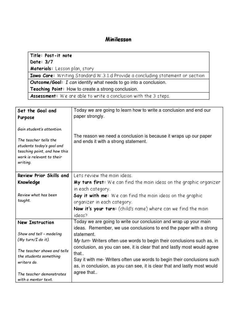 Conclusion Lesson Plan | PDF | Lesson Plan | Educational Psychology