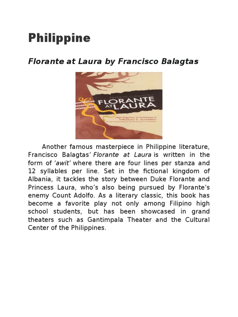 Philippine: Florante at Laura by Francisco Balagtas | PDF