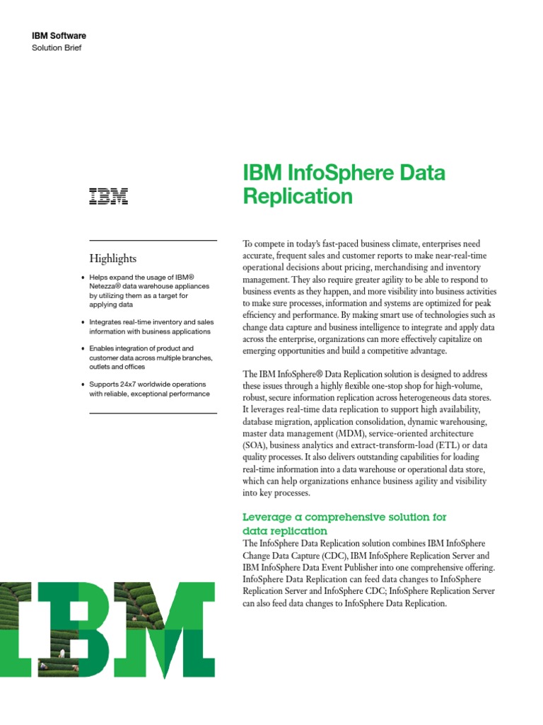 Ibm Infosphere Data Replication: Highlights | PDF | Databases | Replication (Computing)