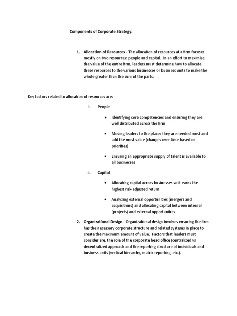 Components of Corporate Strategy | PDF | Organizational Structure ...