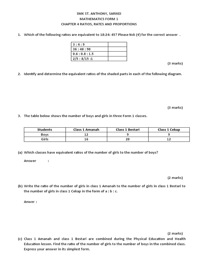 Ujian Topikal Ch 4 Form 1 Pdf