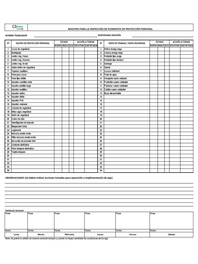 Check List Epp PDF | PDF | Ropa | Violencia