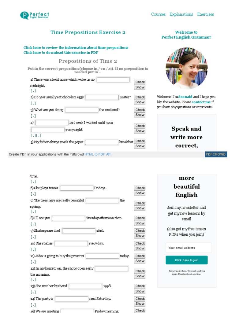 Time Prepositions Exercise 2 | PDF | Cyberspace | World Wide Web