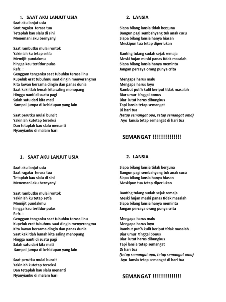 Lagu Lansia | PDF