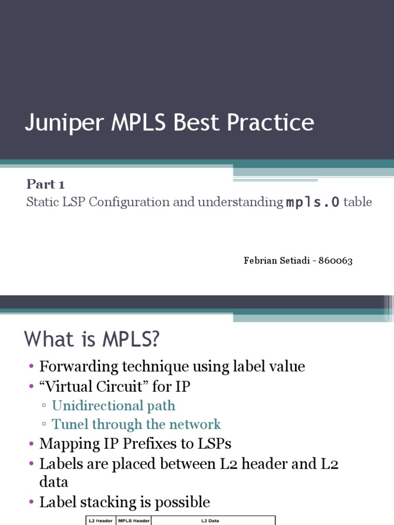 Juniper MPLS Best Practice: Static LSP Configuration and Understanding mpls.0 Table | PDF ...