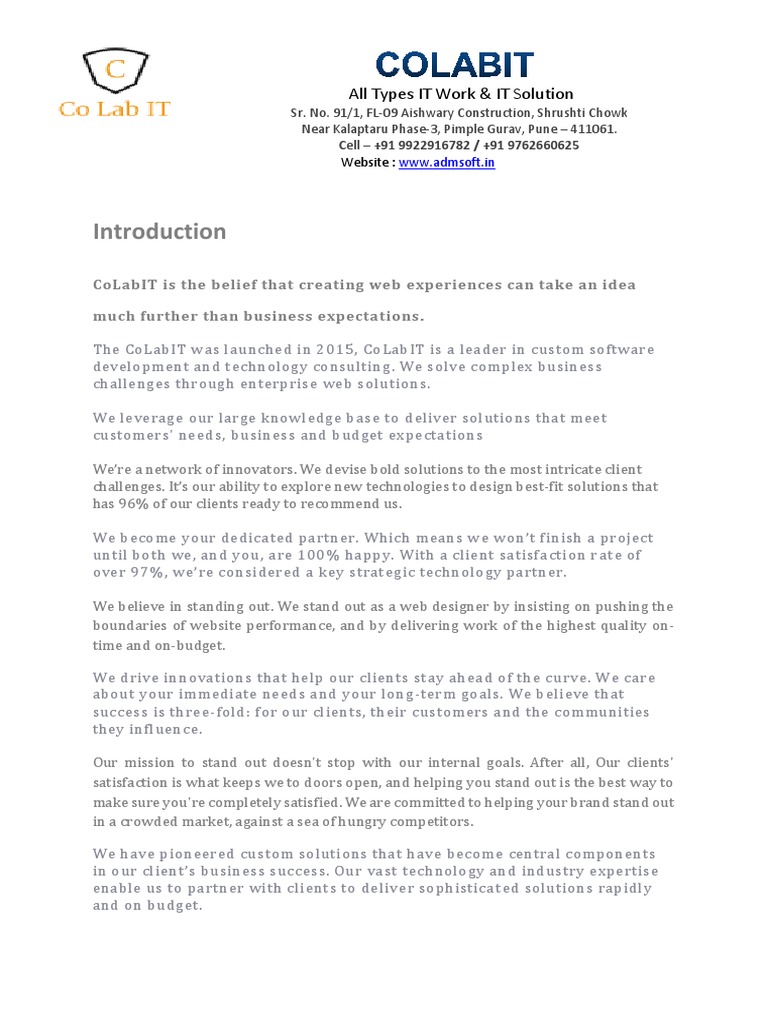 ColabIT Profile | PDF | Customer Relationship Management | Cloud Computing