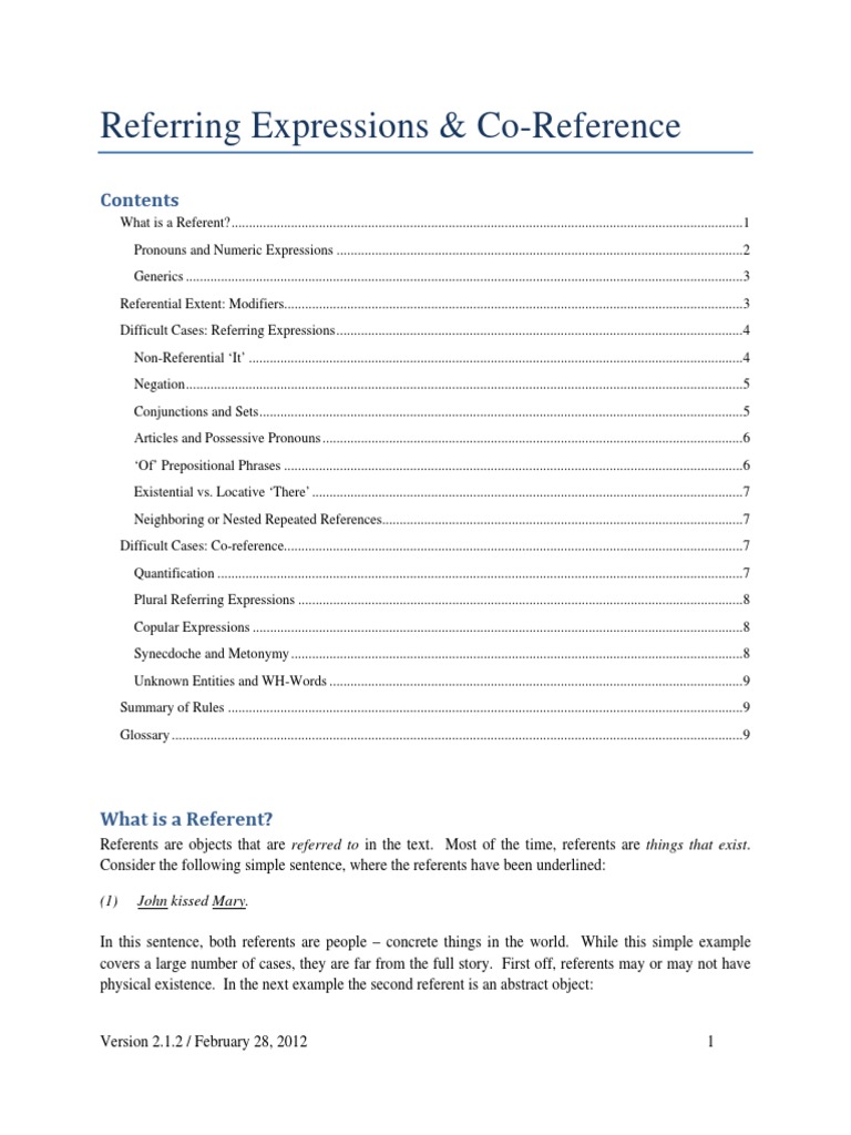 Referring Expressions Annotation Guide | PDF | Verb | Pronoun