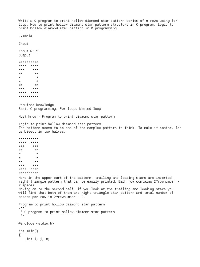 Hollow Diamond Pattern | PDF