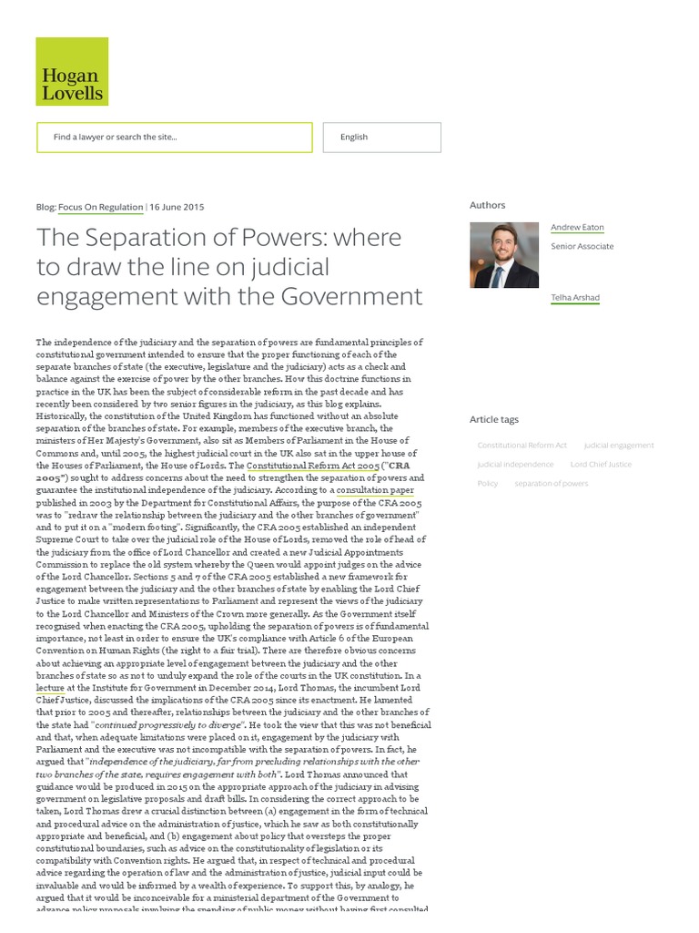 Blog - The Separation of Powers - Where To Draw The Line On Judicial ...