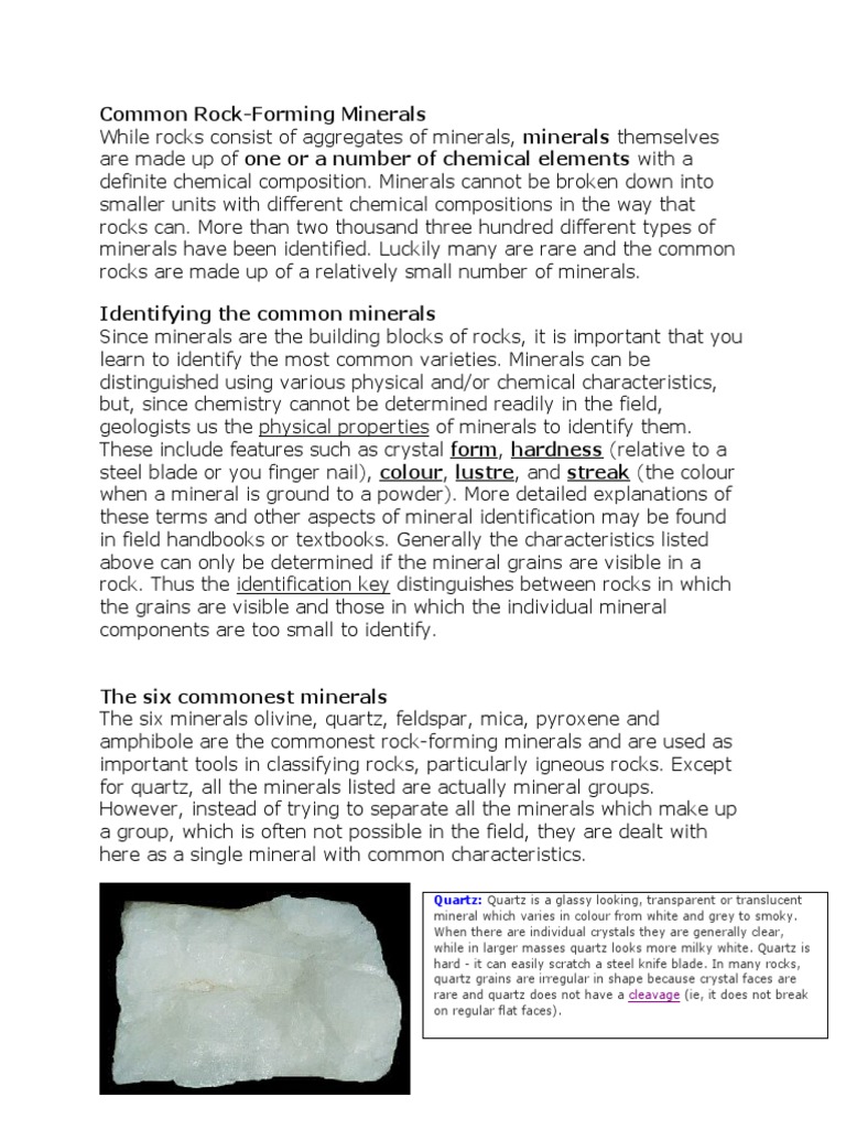 Common Rock-Forming Minerals: Quartz | PDF | Igneous Rock | Rock (Geology)