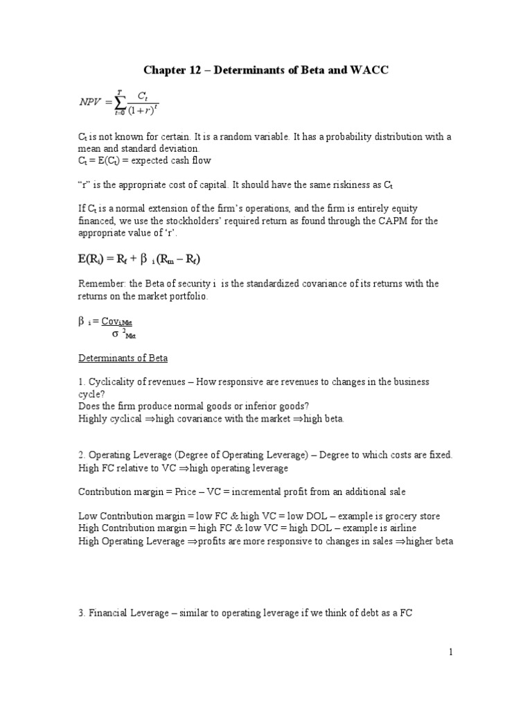 Beta and WACC Determinants Explained | PDF | Beta (Finance) | Cost Of ...