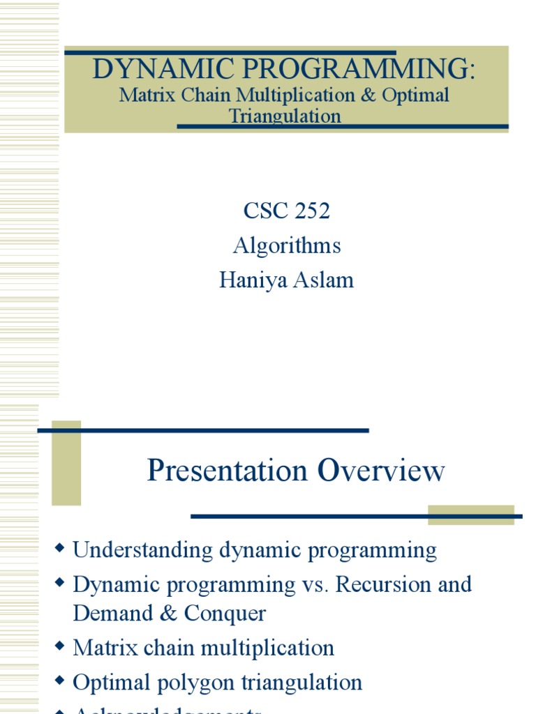 Pres | PDF | Dynamic Programming | Algorithms