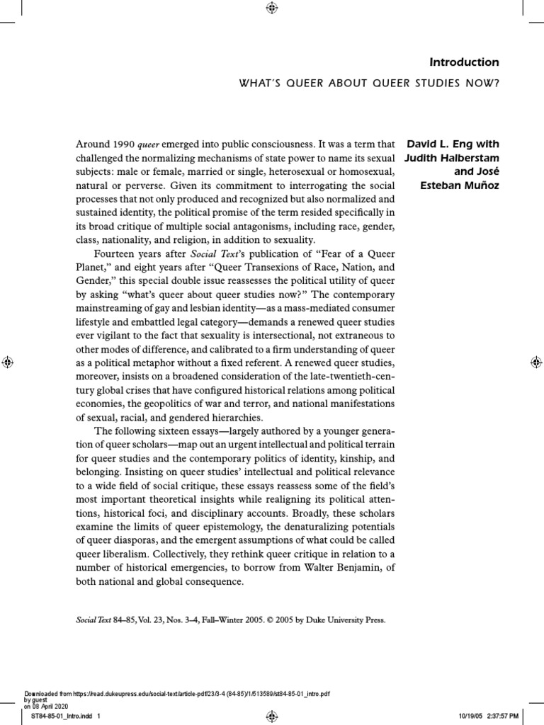 What'S Queer About Queer Studies Now? | PDF | Queer Theory | LGBTQIA+ ...