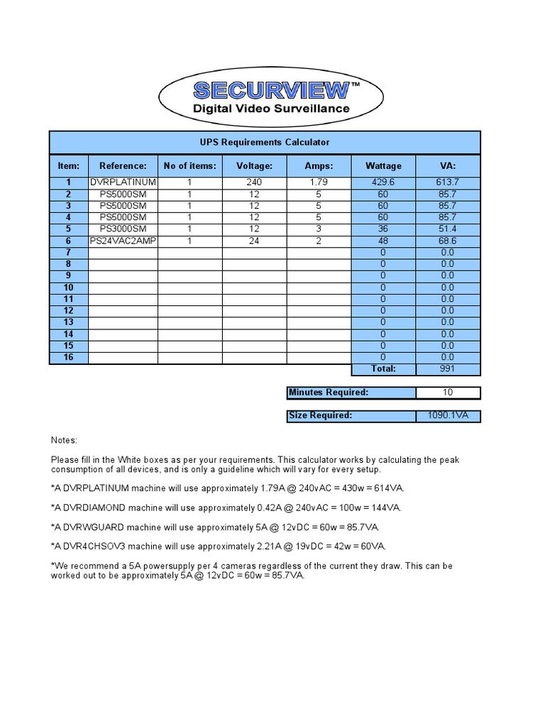 UPS Calculator | PDF | Electrical Components | Electronic Engineering