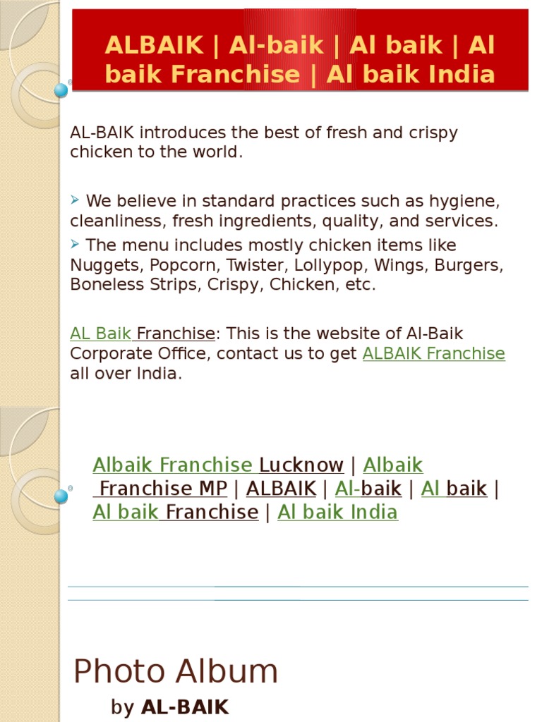 ALBAIK - Al-Baik - Al Baik - Al Baik Franchise - Al Baik India | PDF