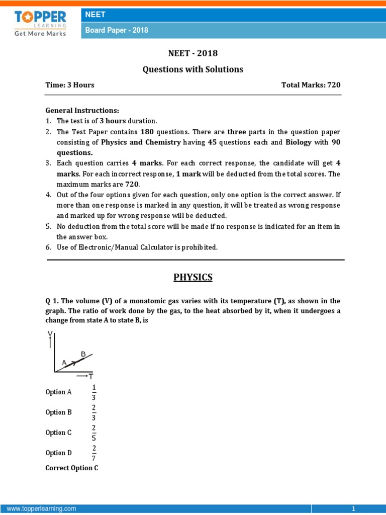 Neet P 2018 PDF | PDF | Angular Resolution | Polarization (Waves)