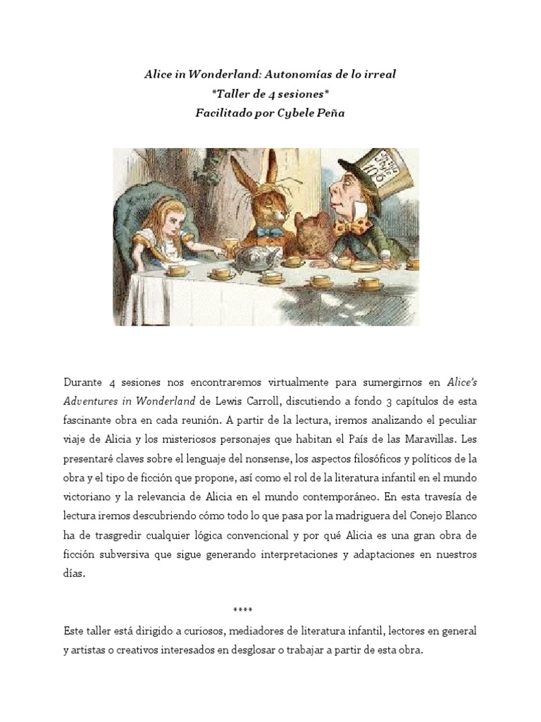 Taller Virtual: Alicia y lo Irreal | PDF | Alicia (Las aventuras de ...