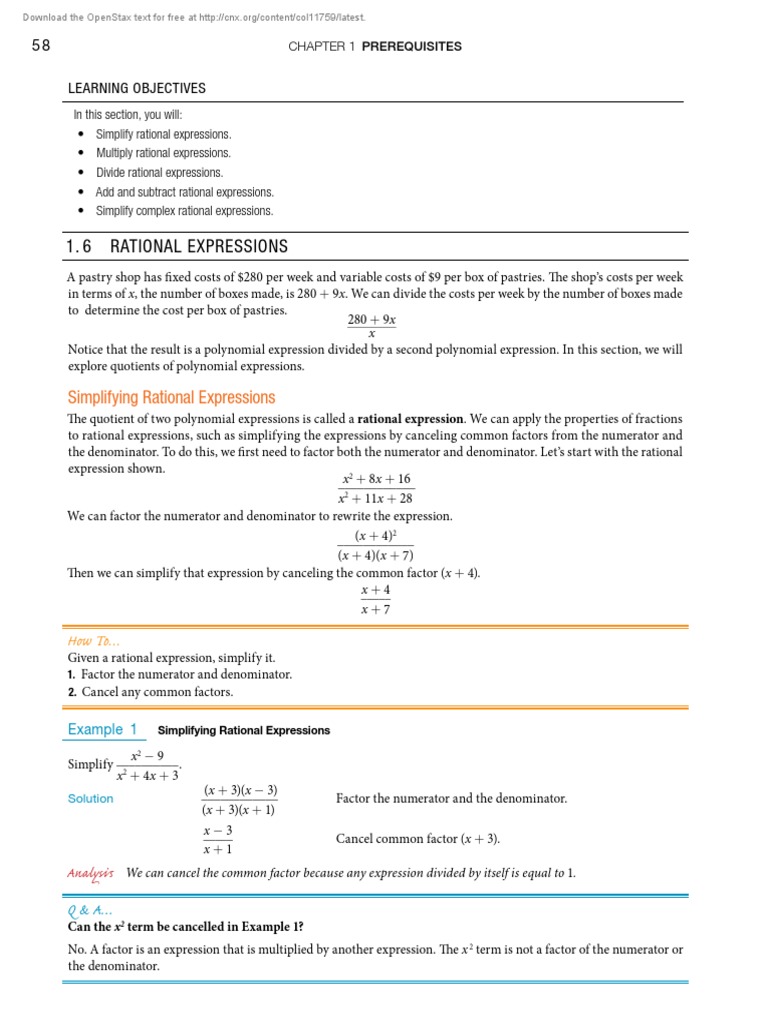 Chapter 1 Lesson 6 Rational Expressions | PDF | Fraction (Mathematics ...