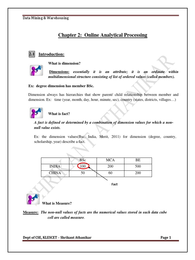 Chapter 2: Online Analytical Processing | PDF | Data Warehouse | Data ...