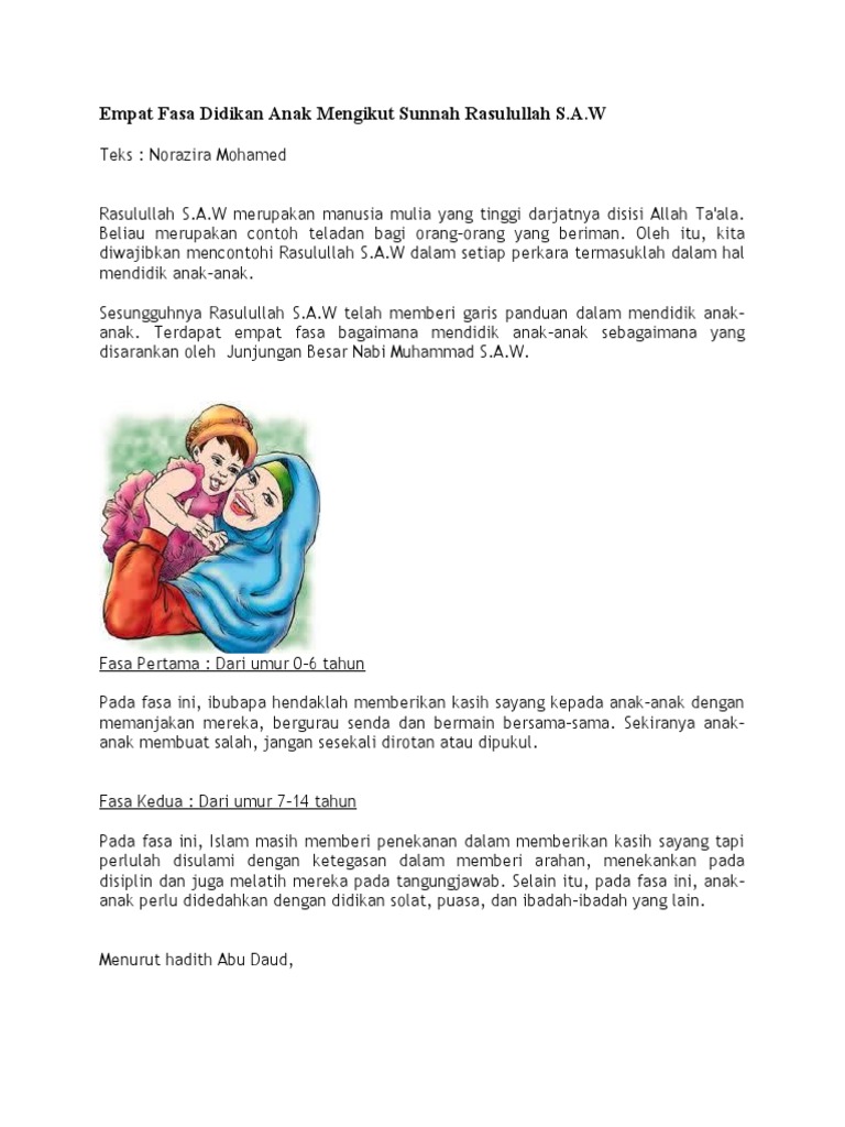 Empat Fasa Didikan Anak Mengikut Sunnah Rasulullah S | PDF | Kesehatan ...