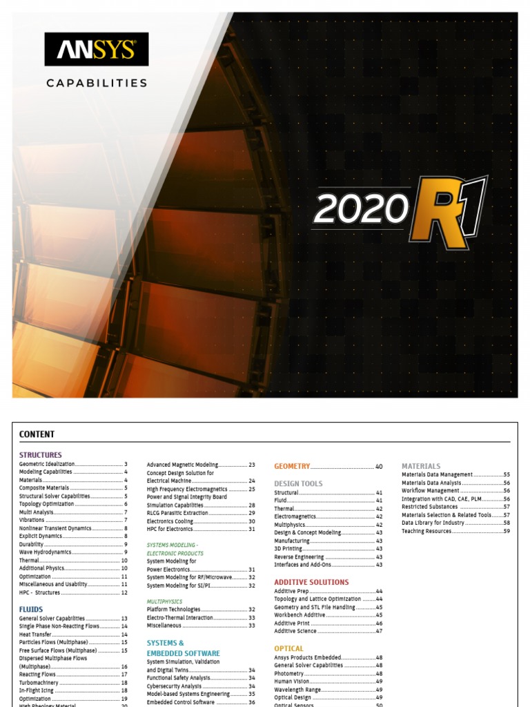 Ansys Capabilities Chart 2020 r1 v2 PDF | Download Free PDF | Fluid ...