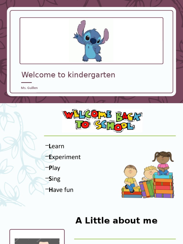 Welcome To Kindergarten: Ms. Guillen | PDF
