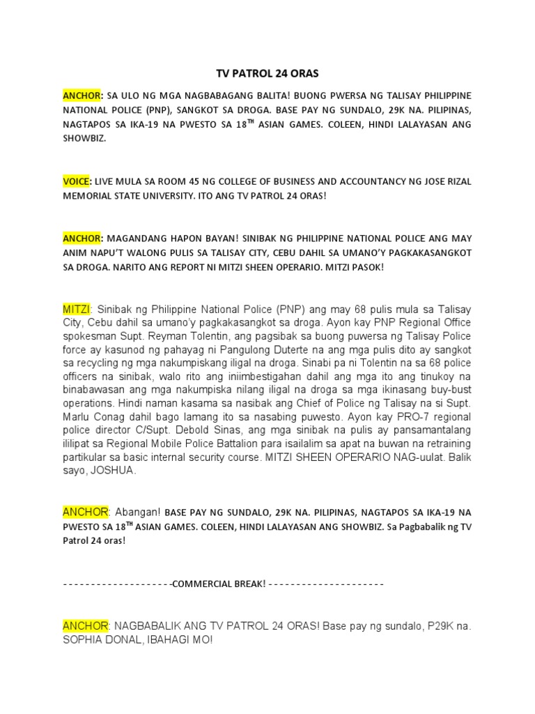 TV Patrol 24 Oras | PDF