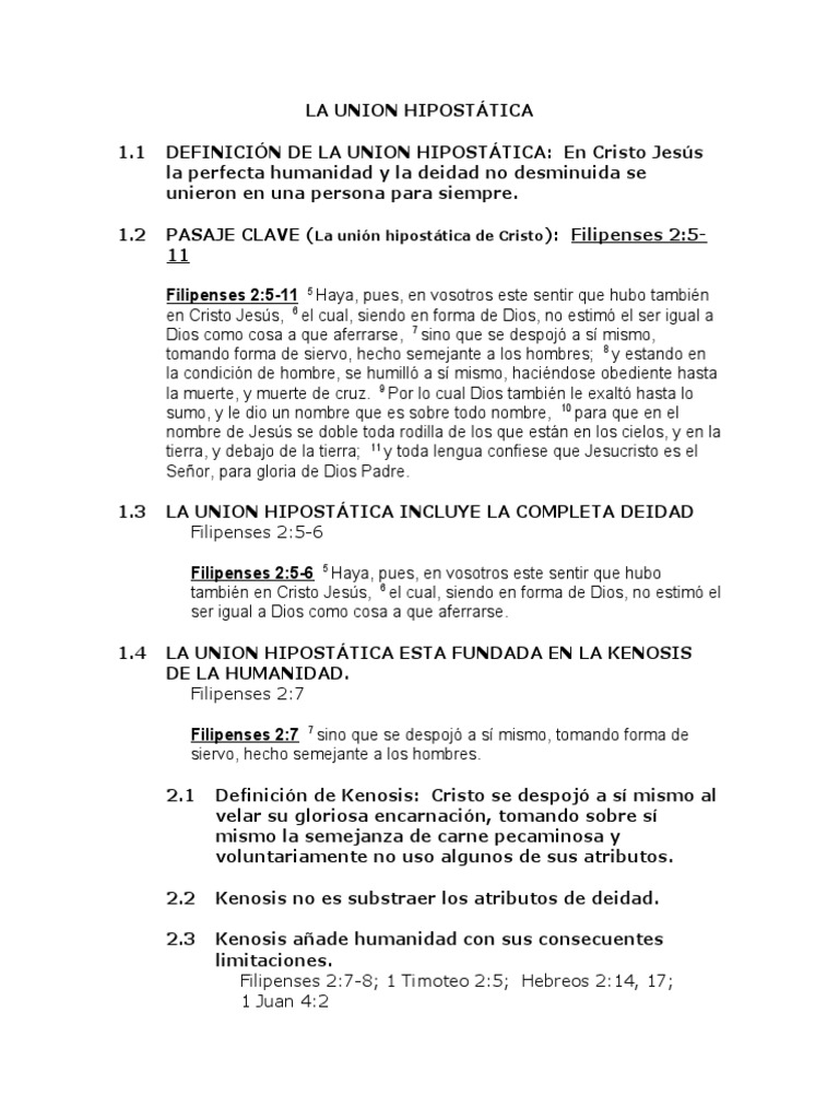 La Union Hipostática | PDF | Epístola a los filipenses | Cristo (título)