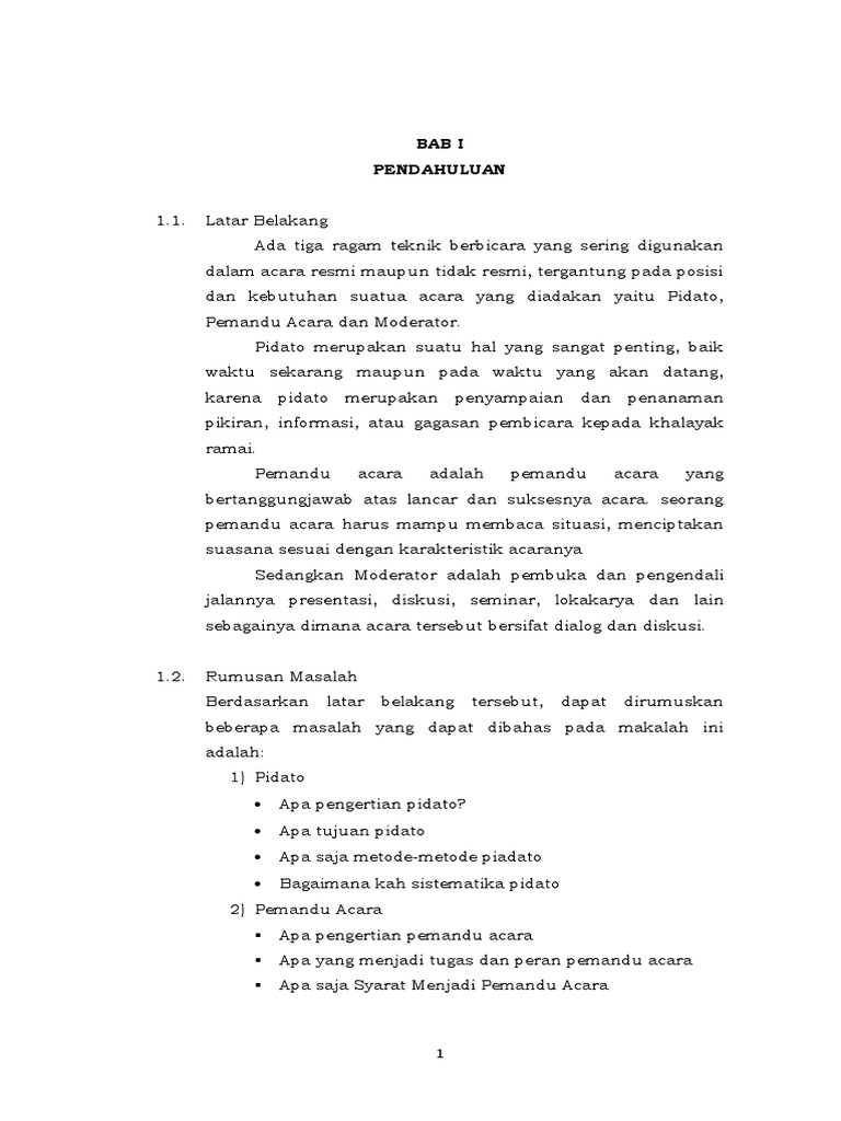 Peran dan Tugas Moderator serta MC | PDF
