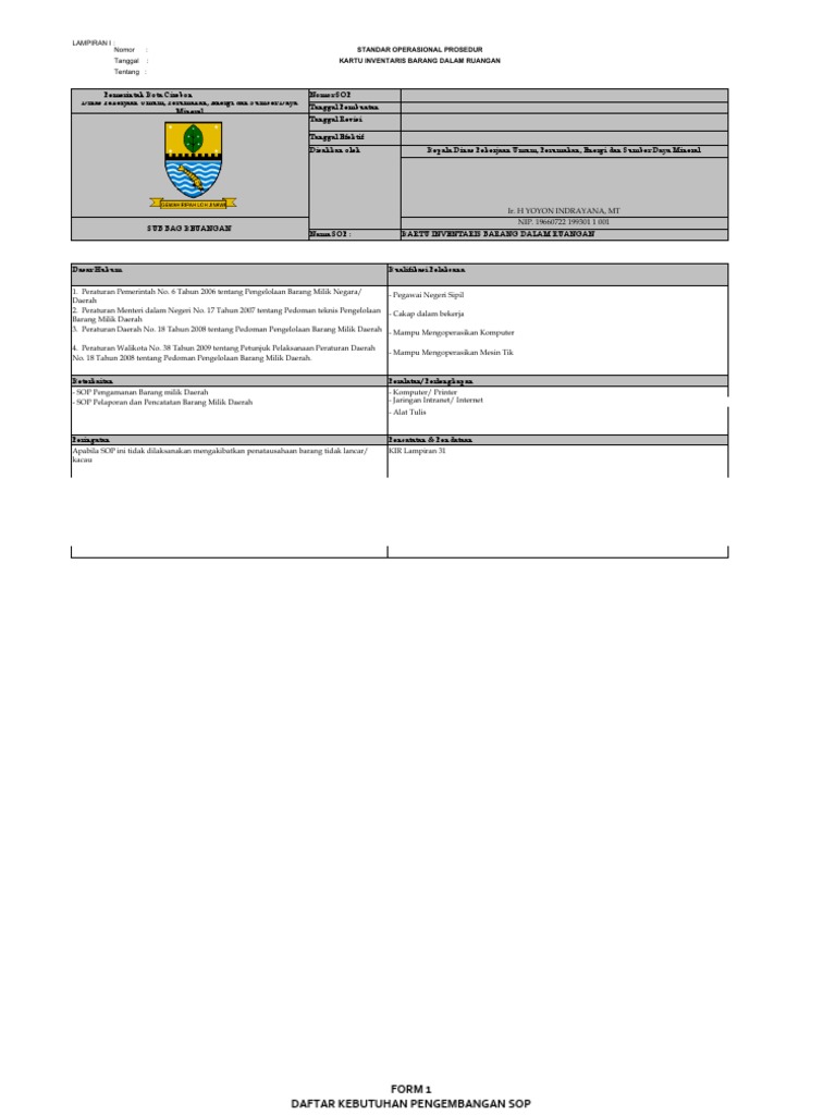 Sop Kartu Inventaris Ruangan | PDF
