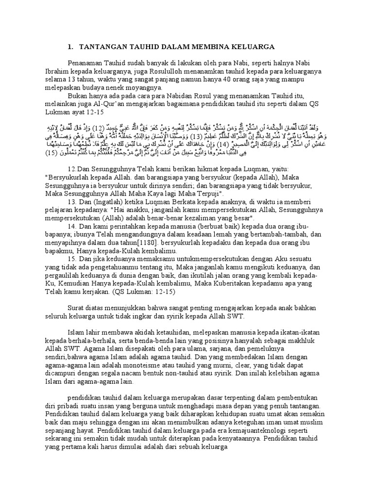 MENANAMKAN TAUHID DALAM KELUARGA | PDF