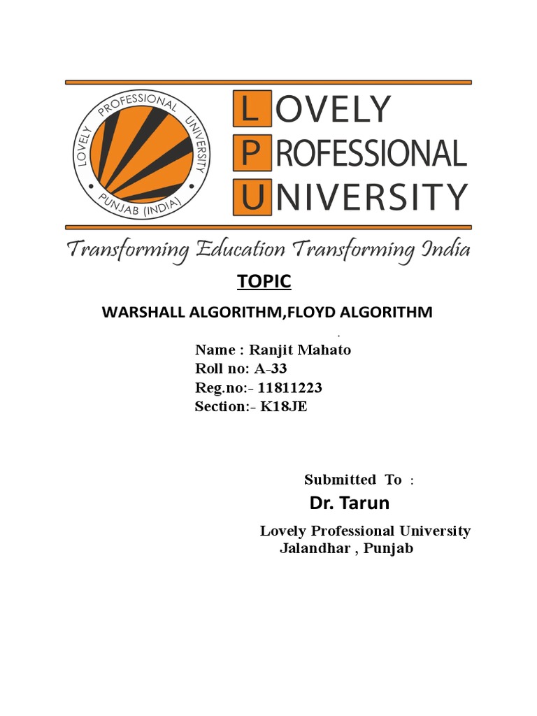 Topic Warshall Algorithm Floyd Algorithm Pdf Matrix Mathematics Algorithms And Data 3399