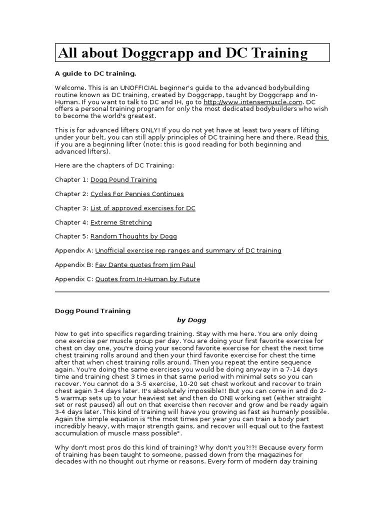 All About Doggcrapp and DC Training | Download Free PDF | Strength Training | Recreation