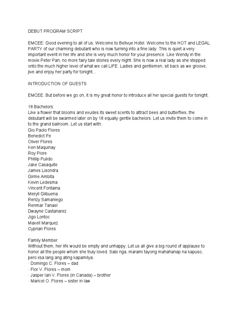 Debut Program Script | PDF