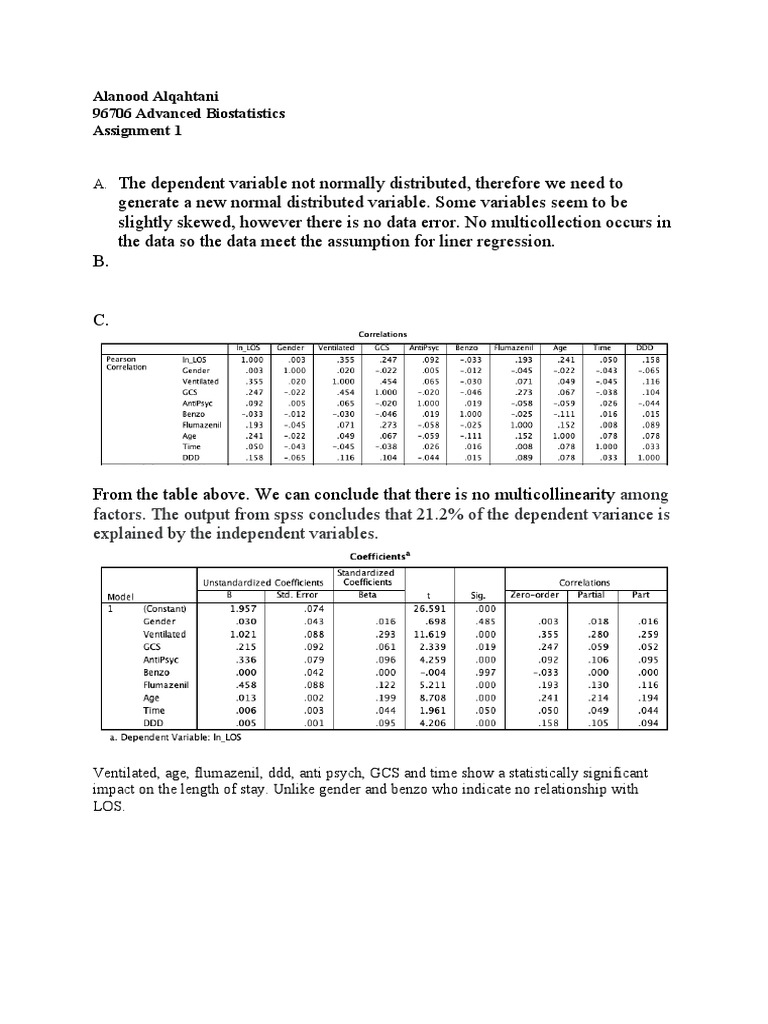 Alanood Alqahtani 96706 Advanced Biostatistics Assignment 1 | PDF