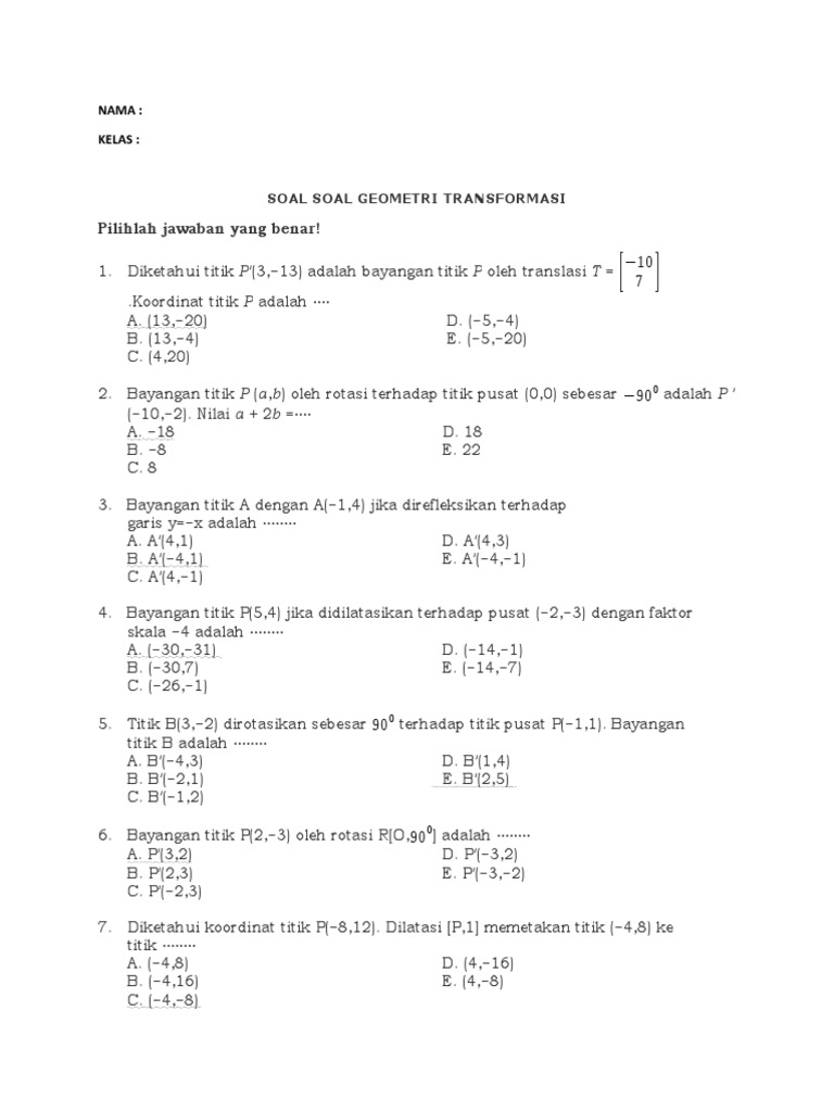 Soal Soal Geometri Transformasi | PDF