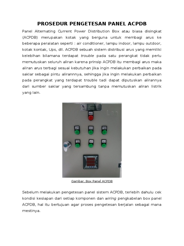 Prosedur Pengetesan Acpdb | PDF | Komputer | Teknologi & Rekayasa