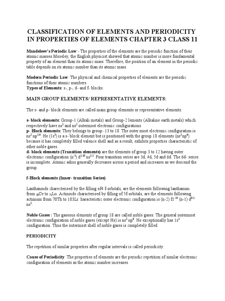 Classification of Elements and Periodicity | PDF | Periodic Table | Ion