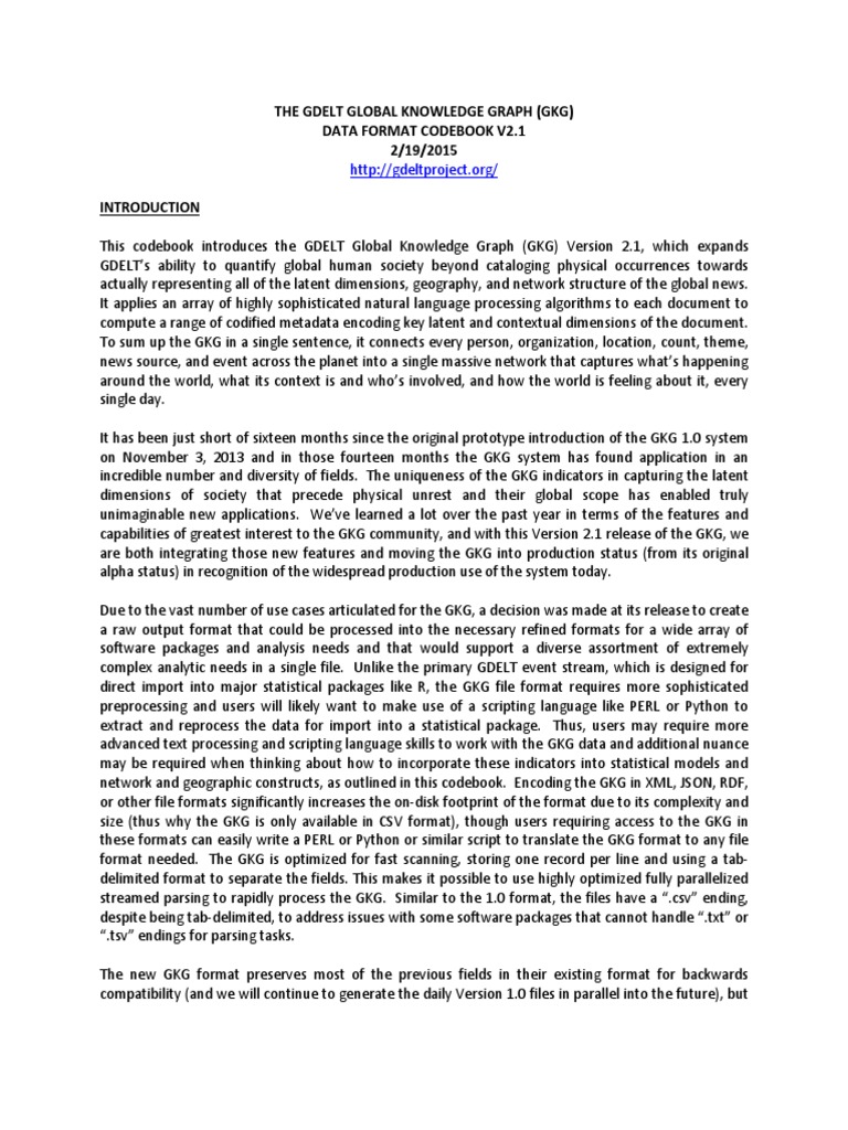 Gdelt Global Knowledge Graph Codebook V2 1 Pdf Pdf File Format Digital Object Identifier