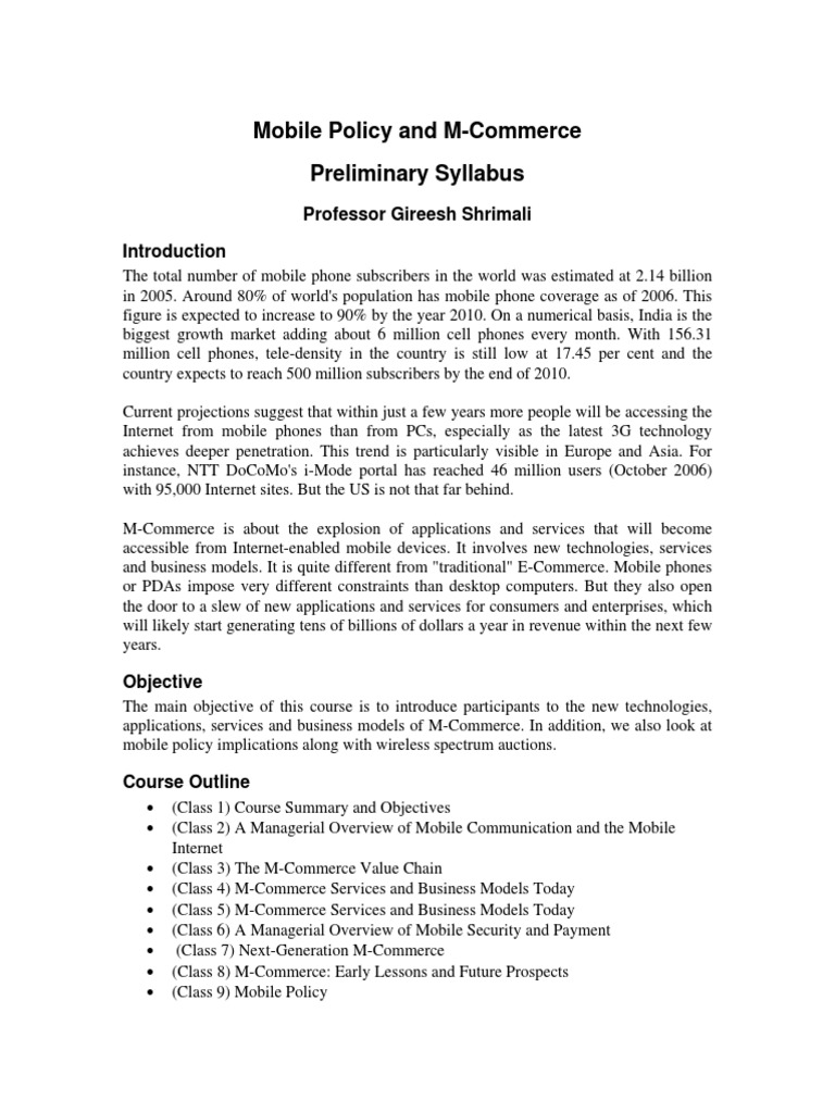Mobile Policy and M-Commerce | PDF | E Commerce | Mobile Phones