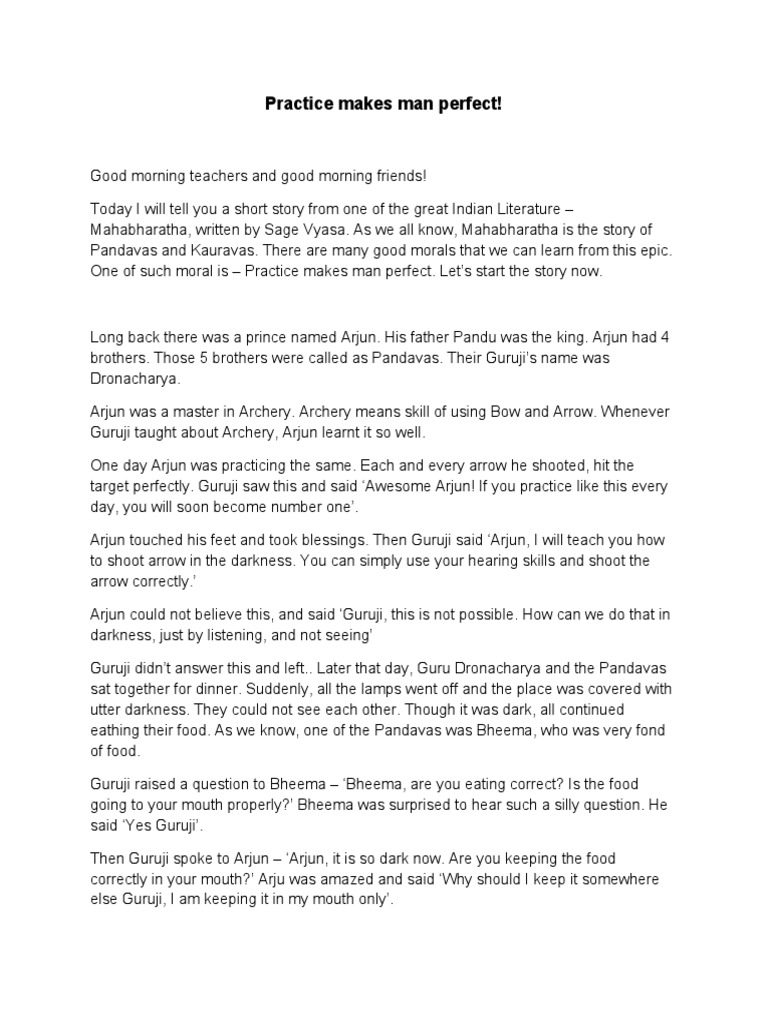 Practice Makes Man Perfect | PDF | Mahabharata | Ancient Indian Literature